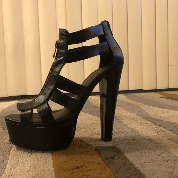 Call It Spring | Shoes | Black Heels With Gold Zipper Detail | Poshmark